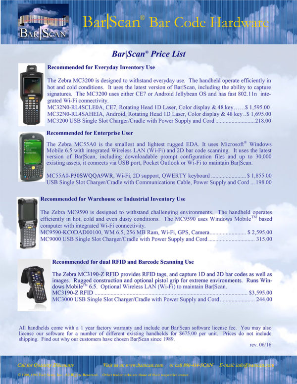 barscan-hardware-price-list - BarScan, Inc